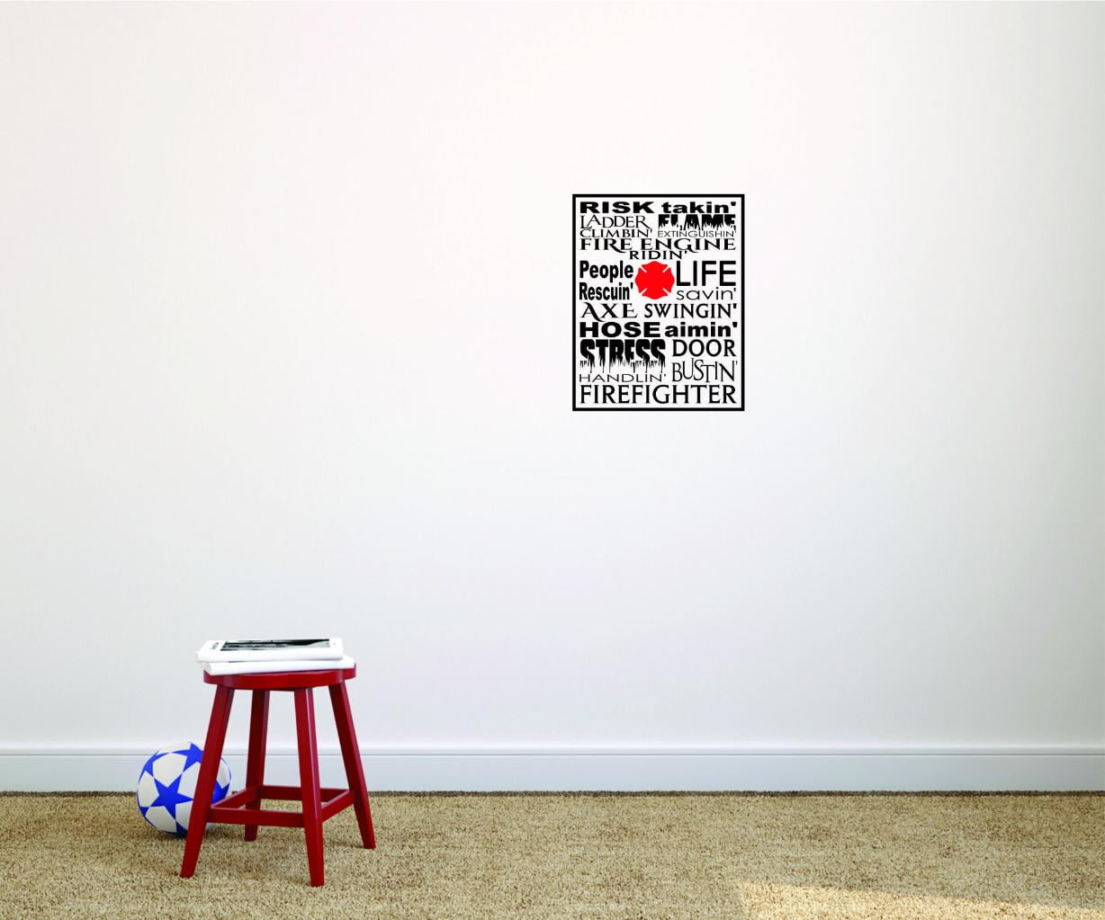 Home Wall Decals Fire Fighter Description Ladder Engine Hose Stress ...