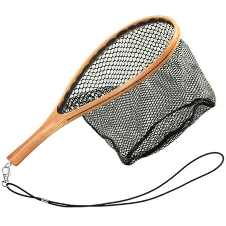 HEVIRGO Mini Landing Dip Net Tear Resistance Wood Handle Dense Hole ...