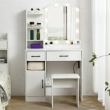 Bianlte Vanity Desk Set,with Large Lighted Mirror,3 Color Lighting ...