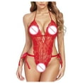 Tqwqt Teddy Lingerie For Women Deep V Lingerie Bodysuit Sexy Lace