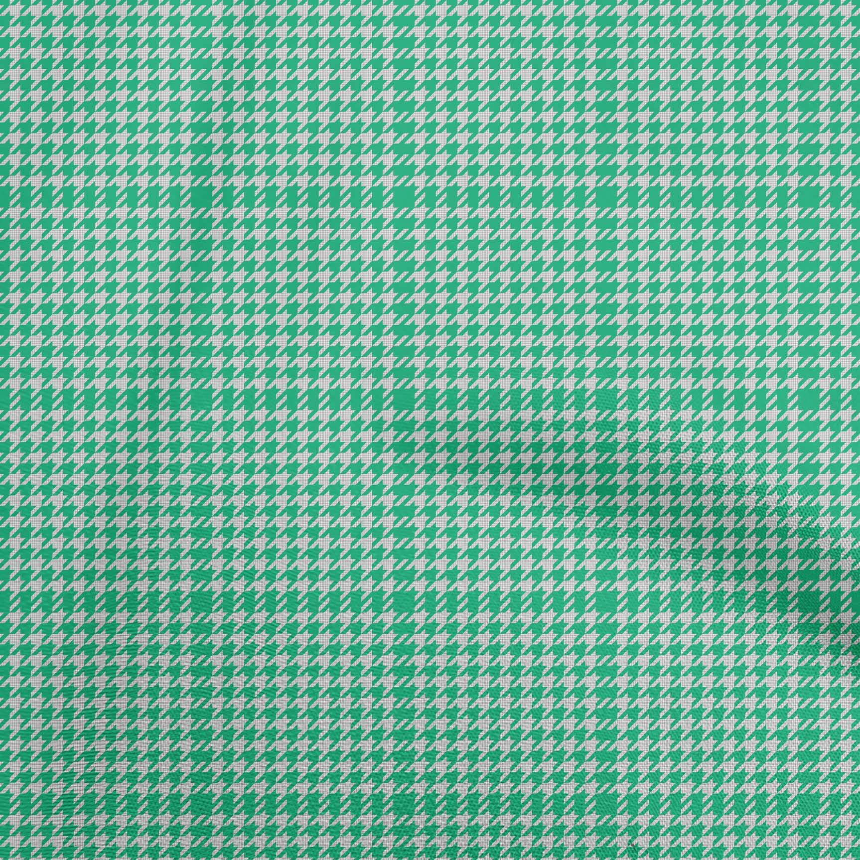 oneOone Silk Tabby Sea Green Fabric Houndstooth Sewing Material Print ...