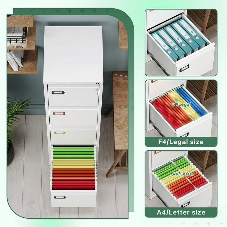 Metal Locking File Cabinet 4-Drawer Vertical Metal File Cabinet ...