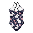 Cute Rabbit with Flowers Pattern Girls' One-Piece Swimwear 3T-10T Soft ...