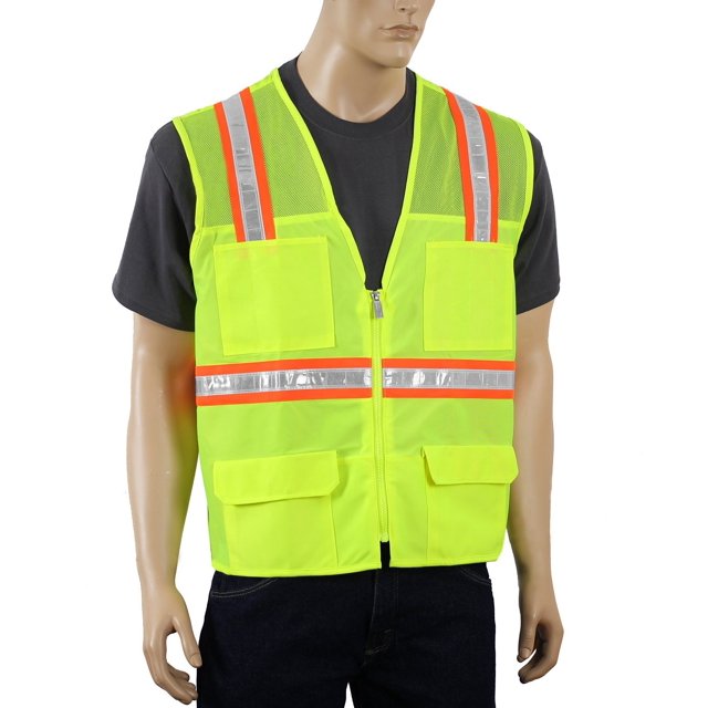 Safety Depot Yellow Reflective Breathable Mesh Safety Vest with Pockets ...