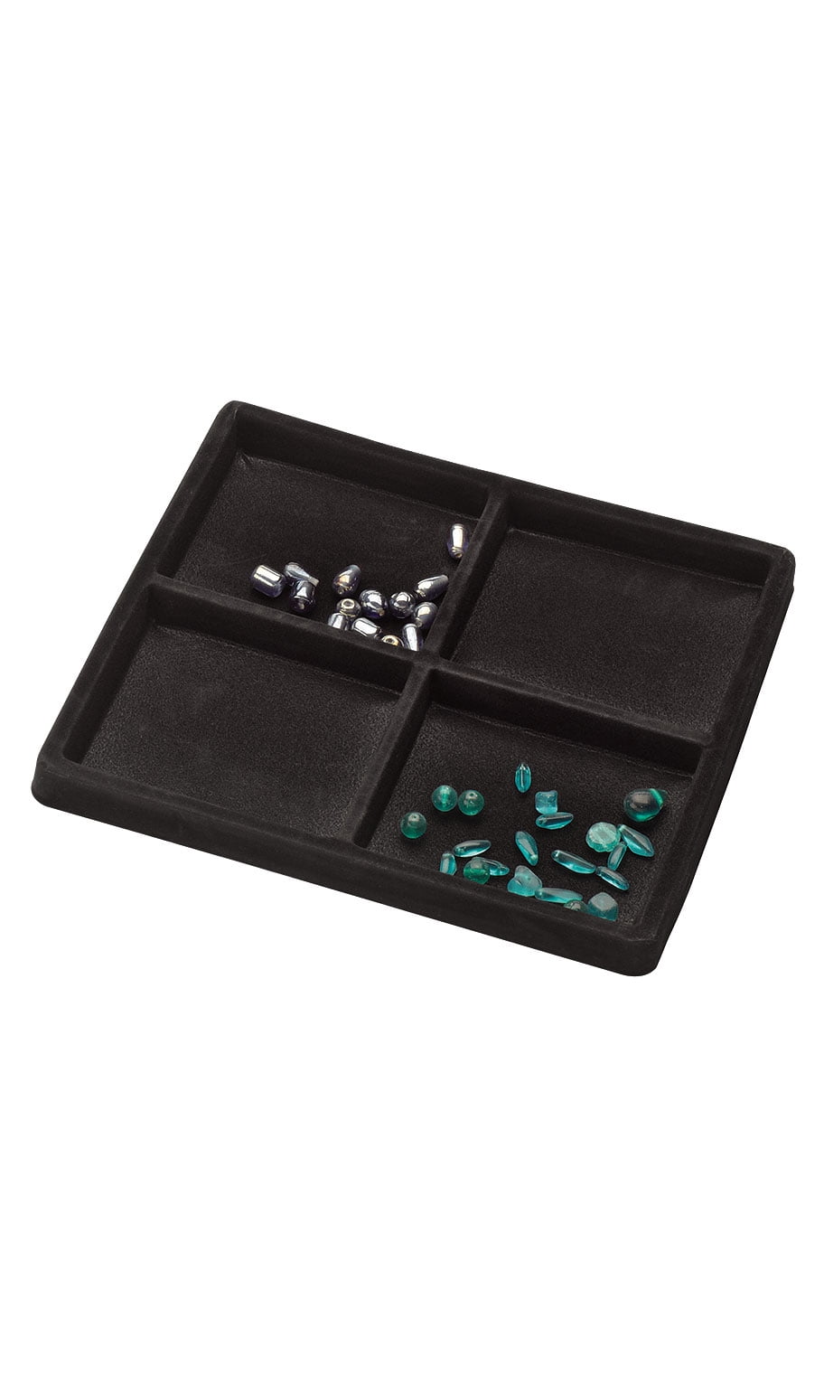 4 Section Black Flocked Tray Inserts - 7"L x 6-3/4"W - Set of 3 ...
