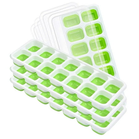 14 Compartment Silicone Ice Square Tray With Lid, Stackable (4 Pack ...