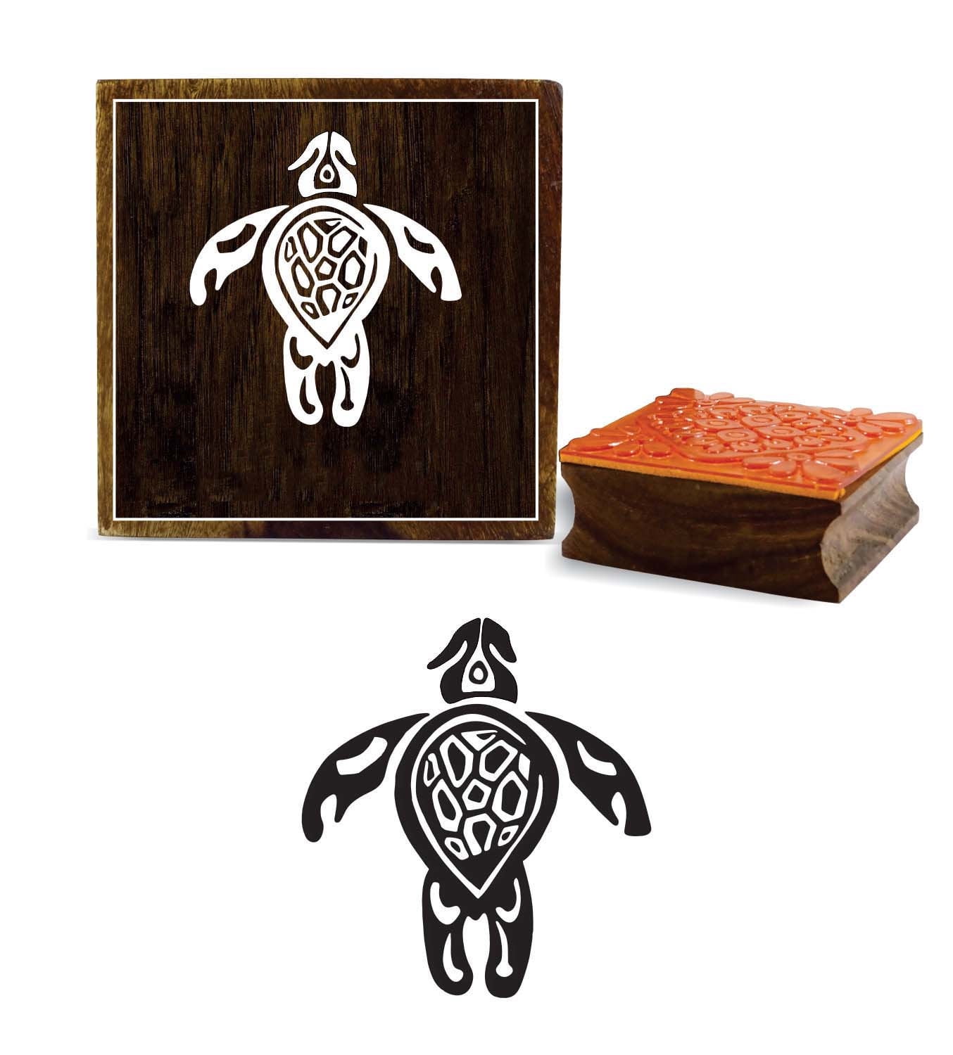 Printtoo Square Wooden Rubber Stamp Turtle Design Scrapbook Card Print ...