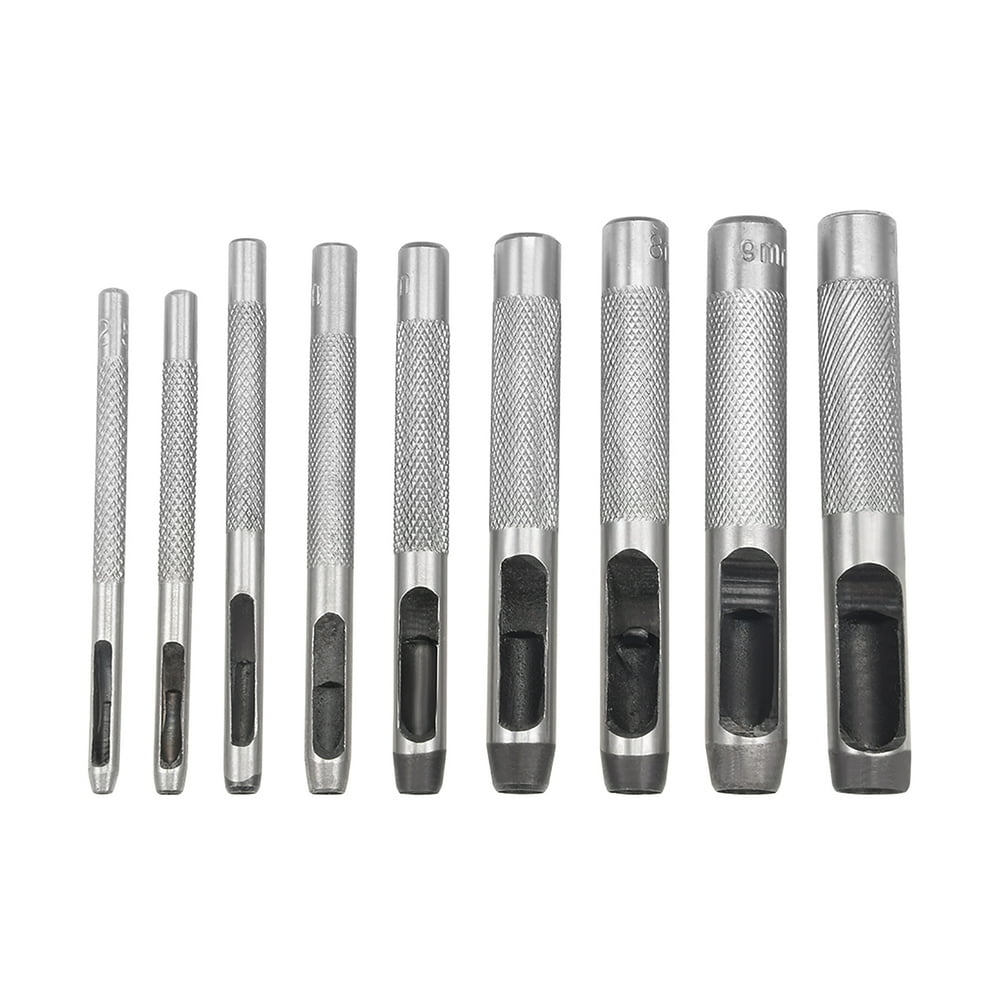 9Pcs Round Steel Hollow Punch Set 2.5mm to10mm Leather Craft Hollow ...
