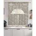 Beige Butterfly Botanical Kitchen Curtains Sets for Windows 3 Piece ...