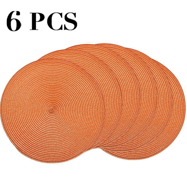Round Braided Placemats Set of 6 Table Mats for Dining Tables Woven ...