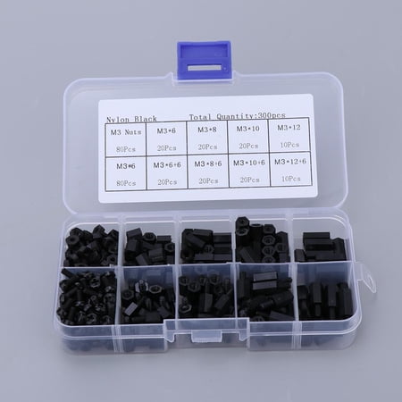 300 Pcs M3 Nylon Screw White/Black Hex Screw Nut PCB Set | Walmart Canada