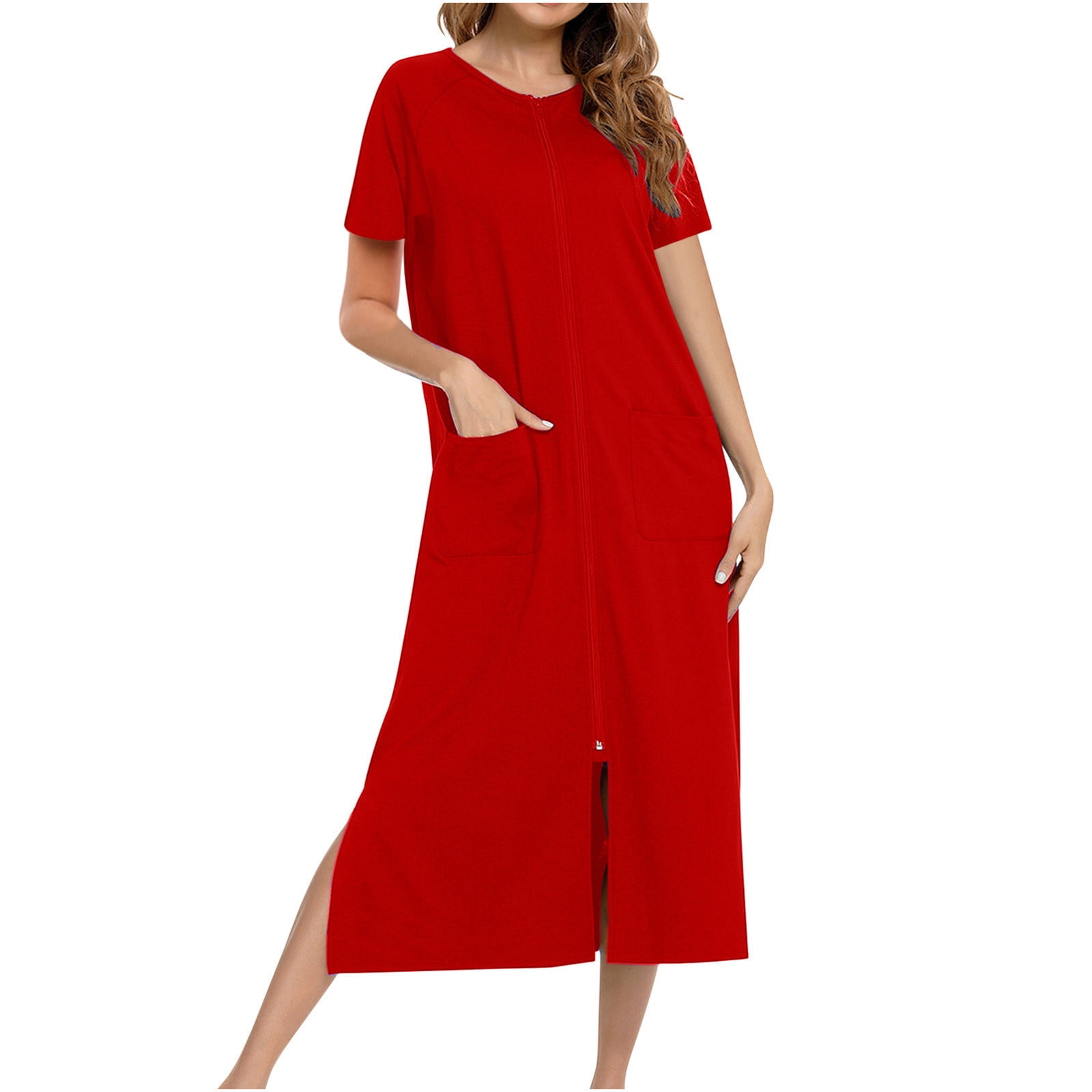Click here for Erwazi Women Robes Zipper Front Short Sleeve Long... prices