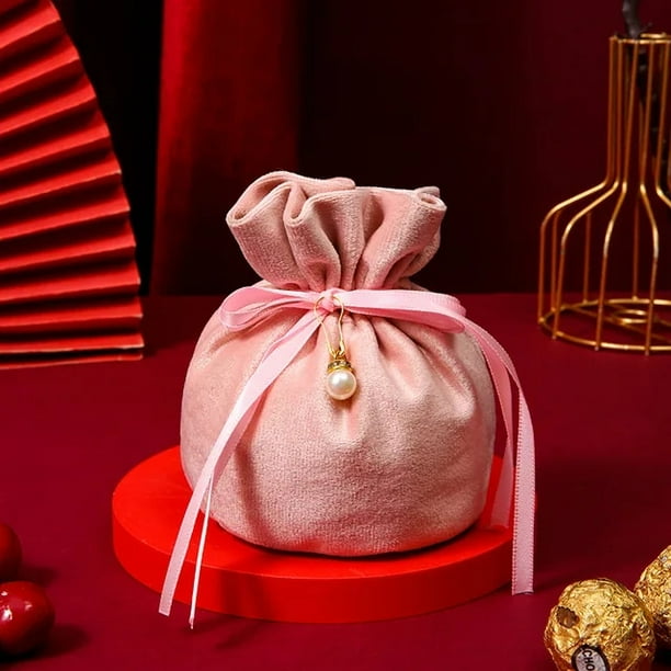 5-50pcs Luxury Velvet Gift Bags With Pearl String Christmas Birthday ...