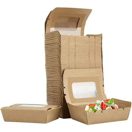 Surrme 20 Salad Boxes with Window, 500ml Kraft Cardboard Food Container ...