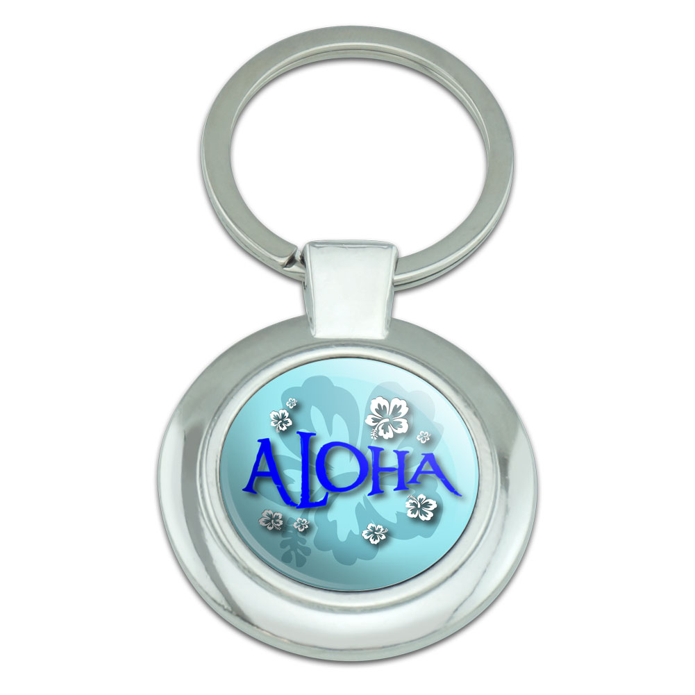 Aloha Hawaiian Greeting Hibiscus Flowers Classy Round Chrome Plated ...