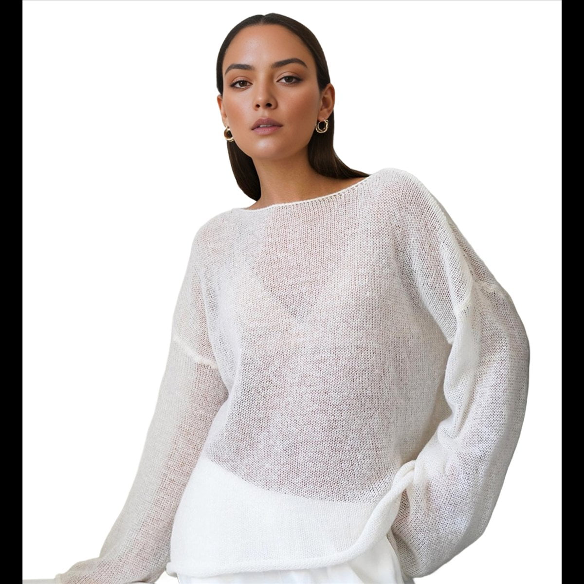 Click here for Unbranded Women Oversized Long Sleeve Sheer Mesh K... prices