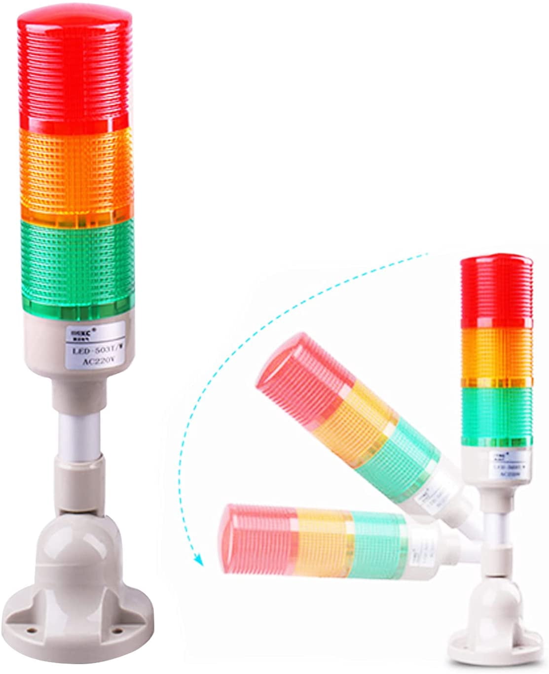 Industrial Signal Lamp Post, Red, Yellow, Green, 3-Story Tower Light ...