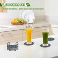 6 Pcs Woven Drink Coasters Set with Metal Stand, Dark Blue with White ...