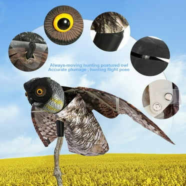 Bird-X Prowler Owl Realistic Owl Decoy Scarecrow Flapping Wings Repel ...