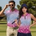 Aplkyhs Pink Blue Glitter Matching Golf Shirts for Couple His and Hers ...