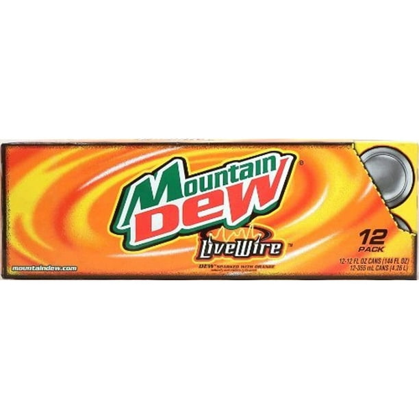 Mountain Dew Live Wire, Dew Sparked With Orange, 24-Pack 12-Ounce Cans ...