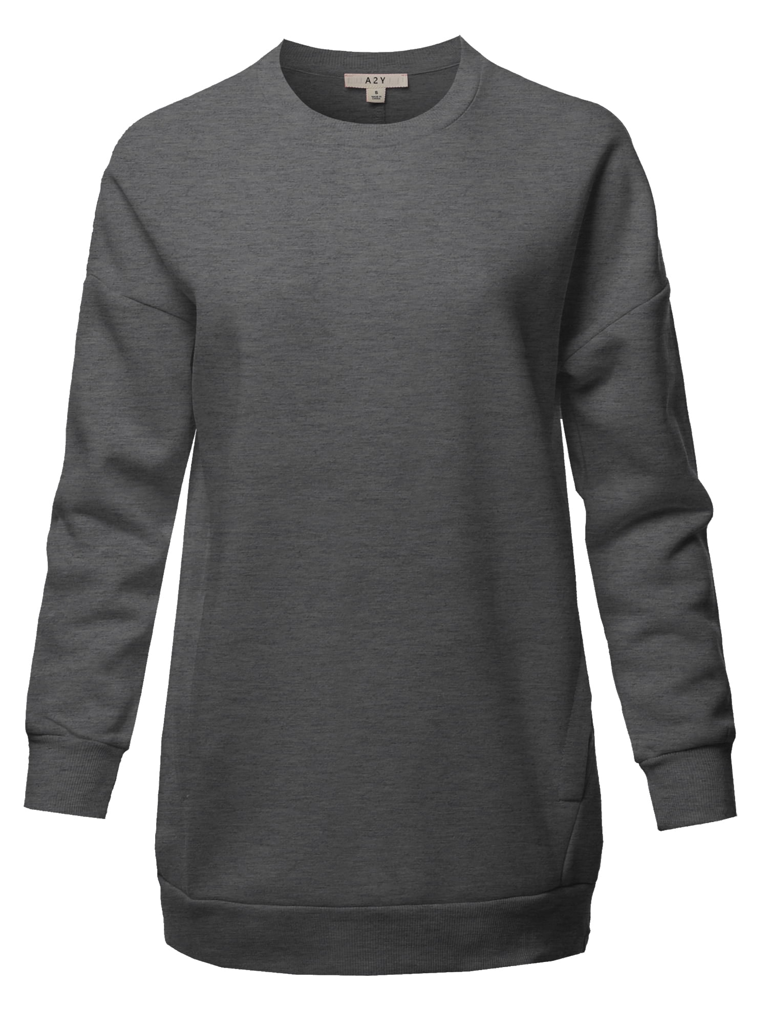 A2y A2y Womens Relaxed Fit Long Sleeve Crew Neck Side Pocket