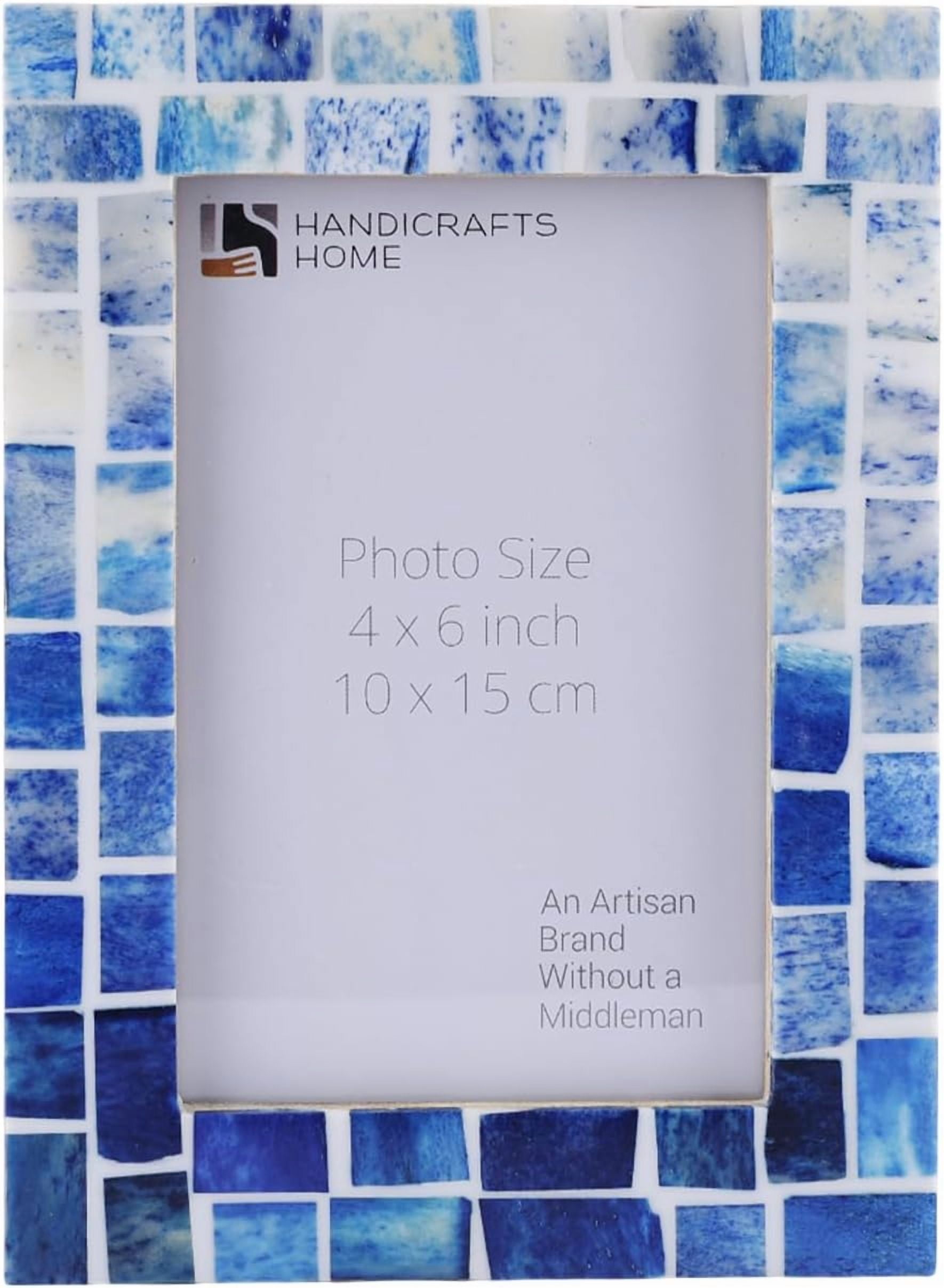 WWS-Indigo Picture Frames-Shades of Blue Bone Inlay-Mosaic Style Photo ...