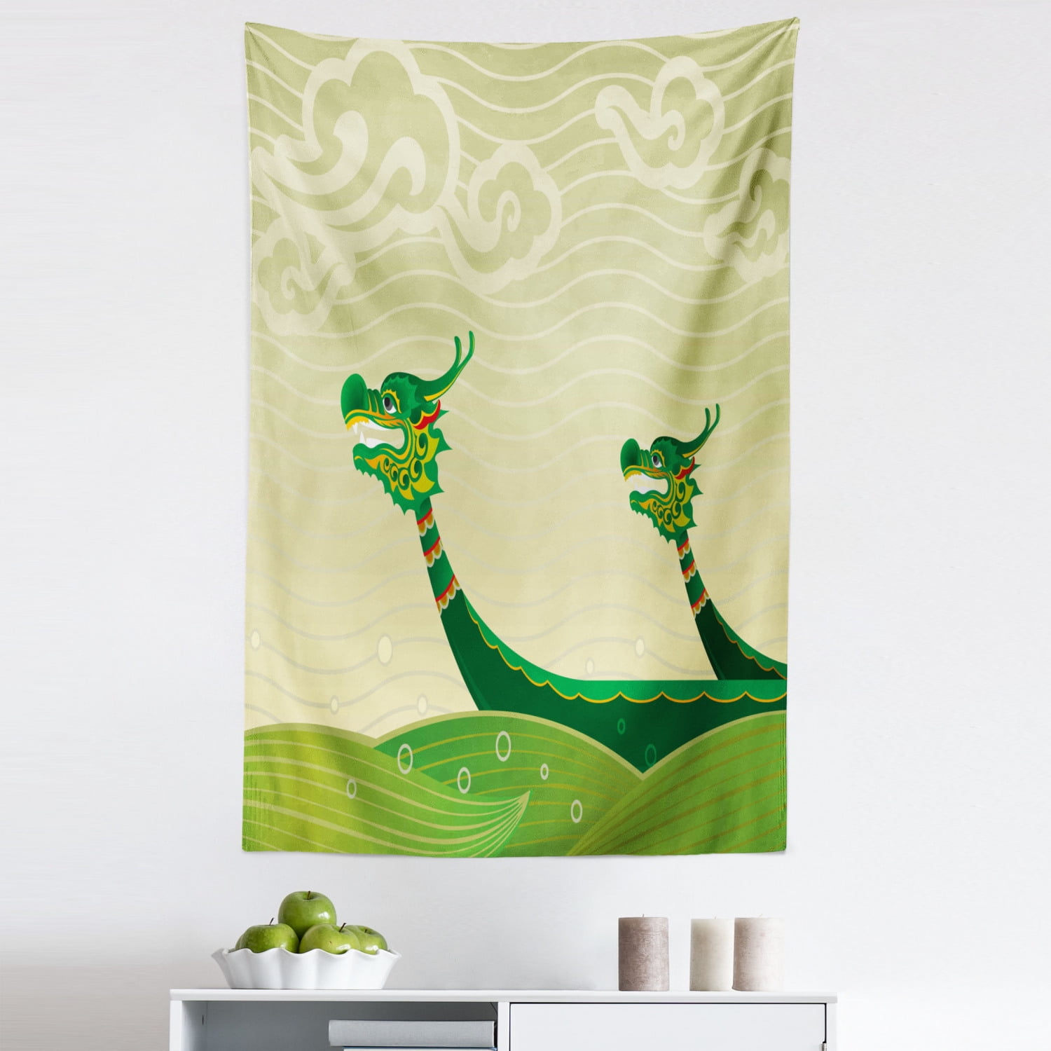 Dragon Tapestry, Tatsu Mythical Animal Chips in Ocean Design, Fabric ...