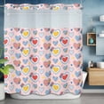 No Hook Cloth Fabric Shower Curtain with Snap in Liner, Pink Love Heart ...