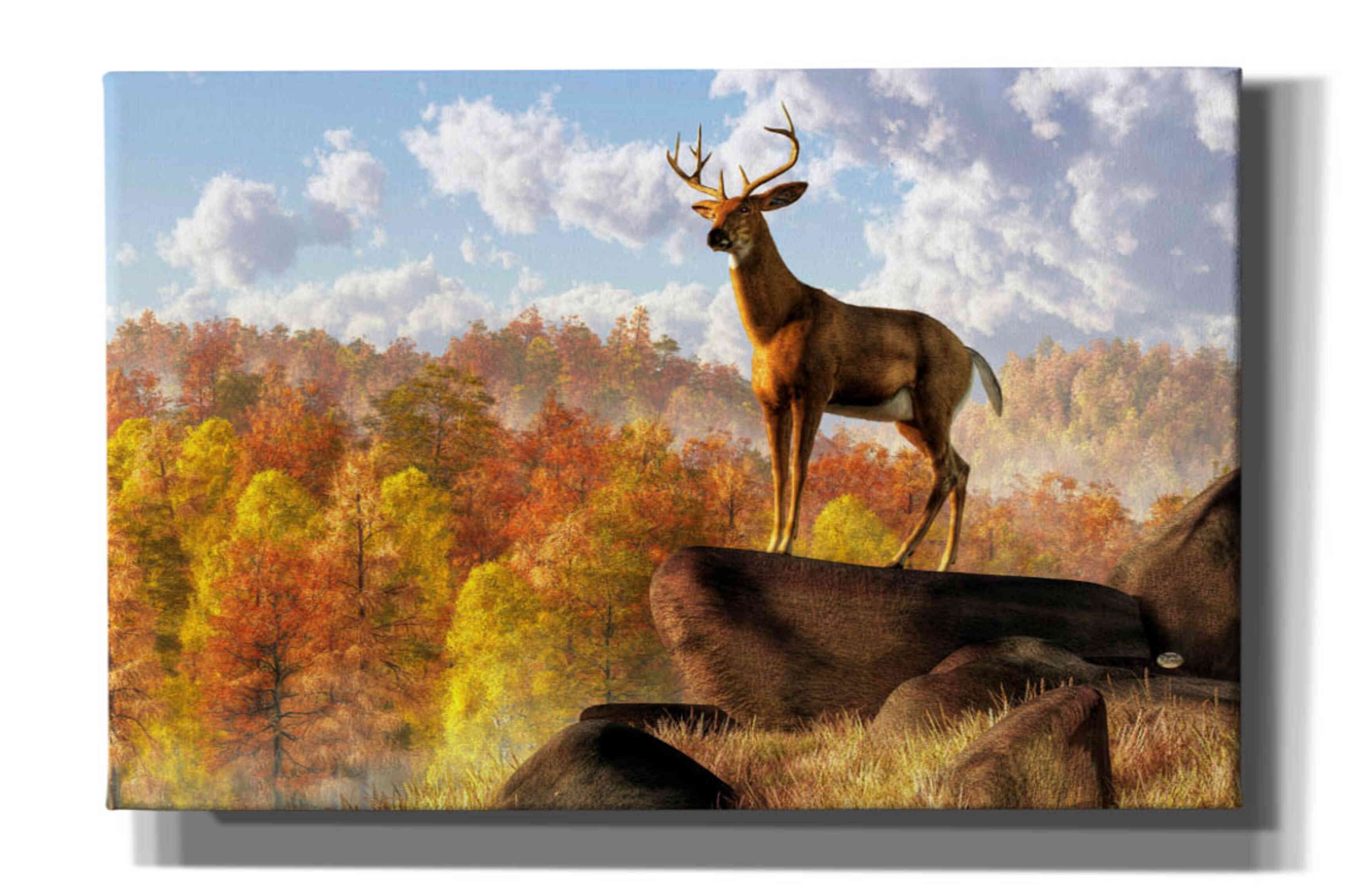 Epic Graffiti 'Buck Over Autumn Valley' by Daniel Eskridge, Canvas Wall ...