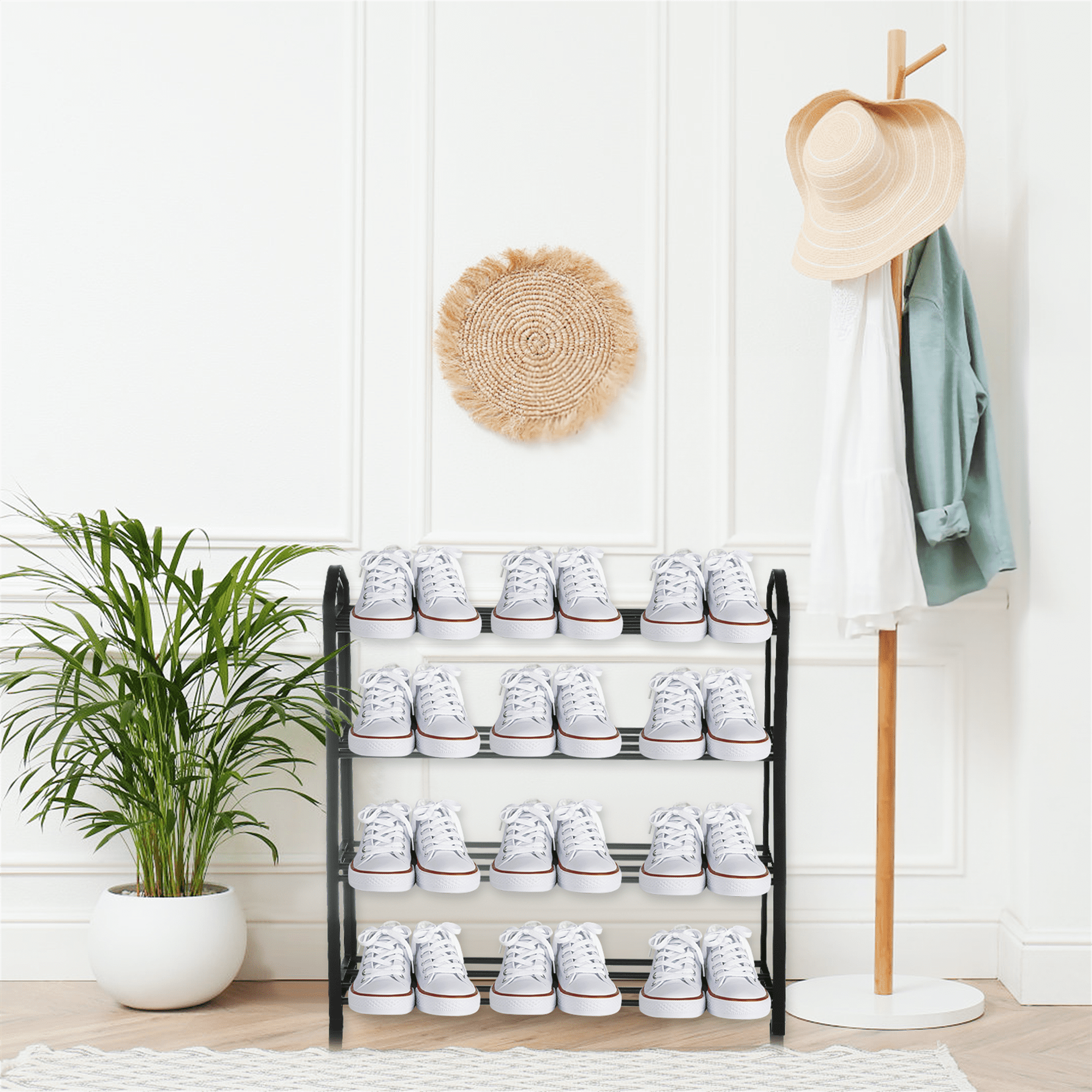 Cfowner 4-Tier Stackable Shoe Rack,12-Pairs Sturdy Shoe Shelf, Shoe ...