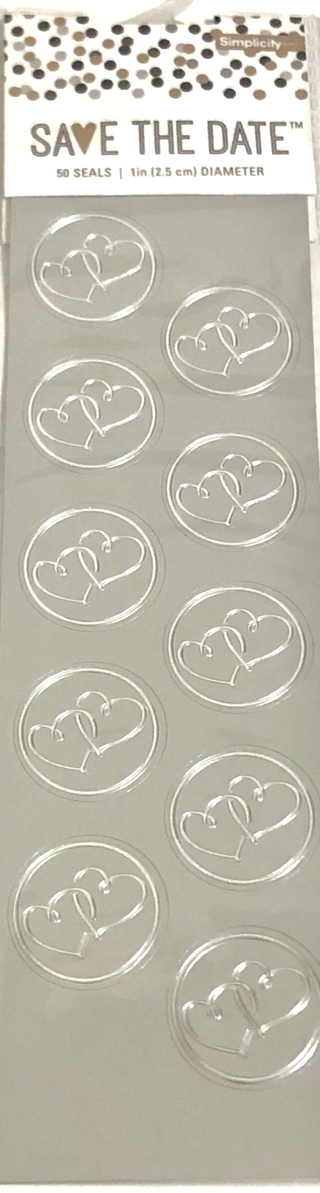 Wedding Invitation / Save the Date Silver Heart Sticker Seals 50 seals ...