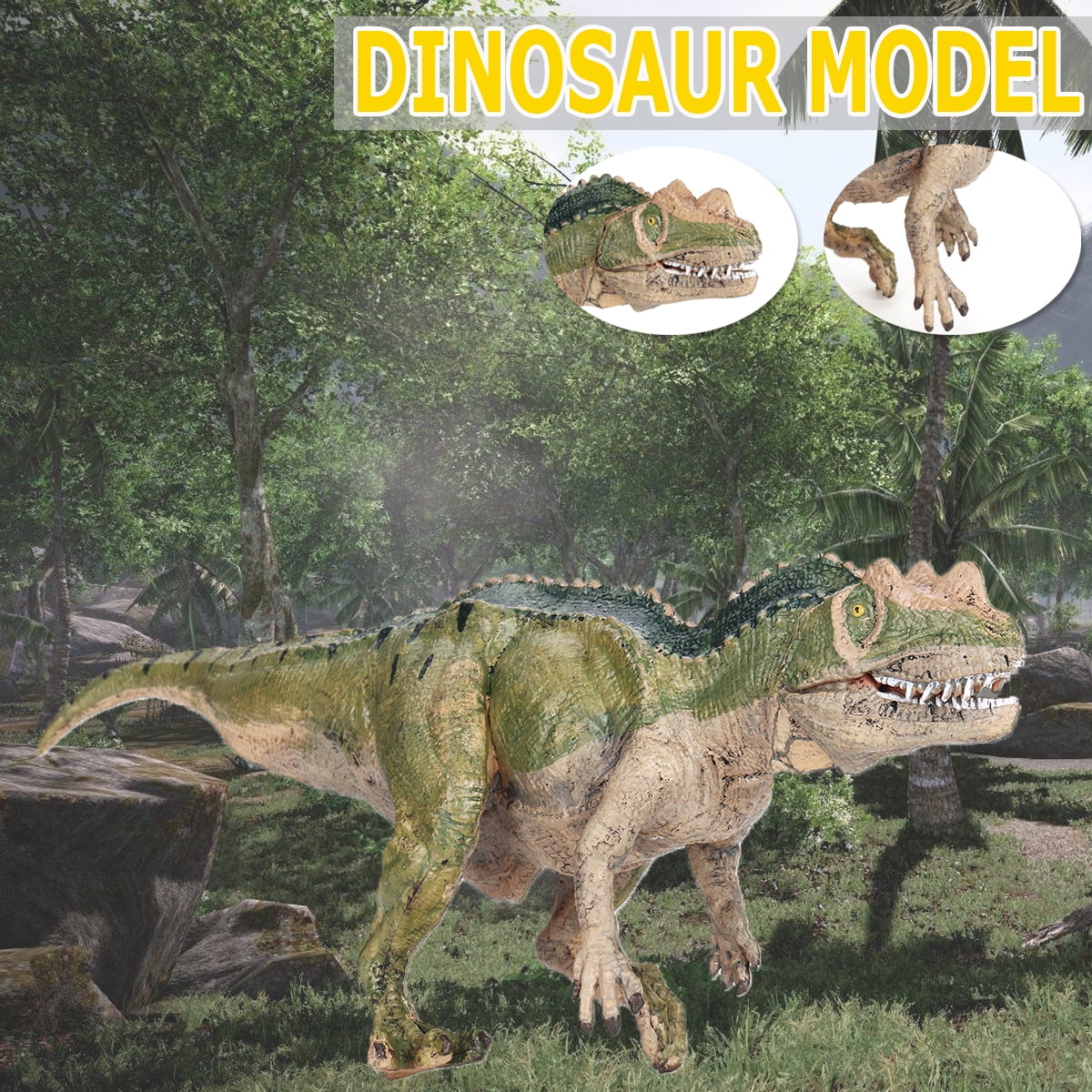 Green Vivid Ceratosaurus Dinosaur Simulation Model PVC Decor ...