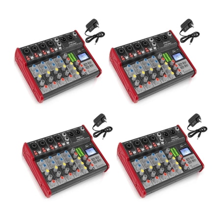 Pyle PMXU68BT 6 Channel Bluetooth Sound Board DJ Studio Mixer System (4 ...