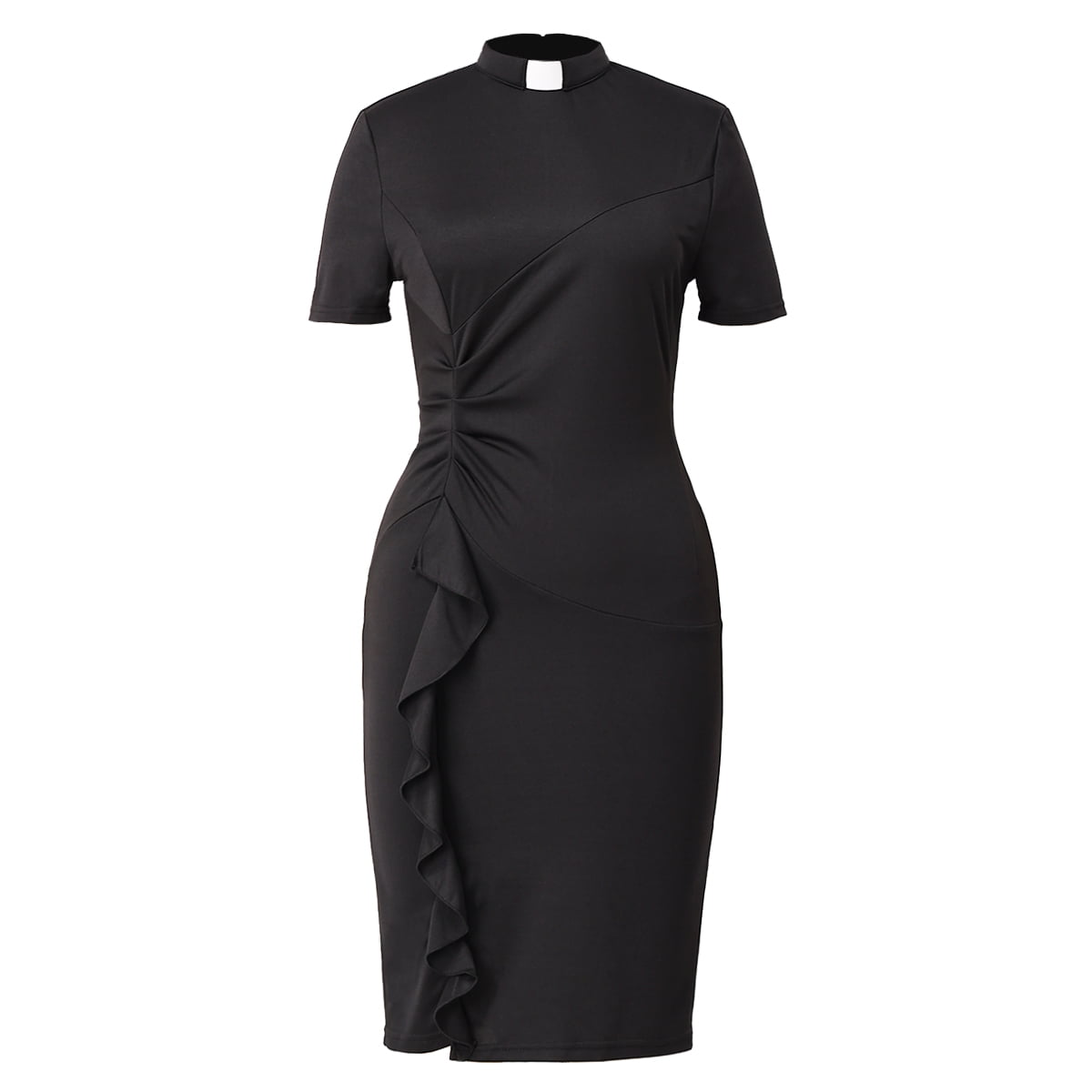GRACEART Women Clergy Dress Priest Ruched Dress Clerical Pencil Dress ...
