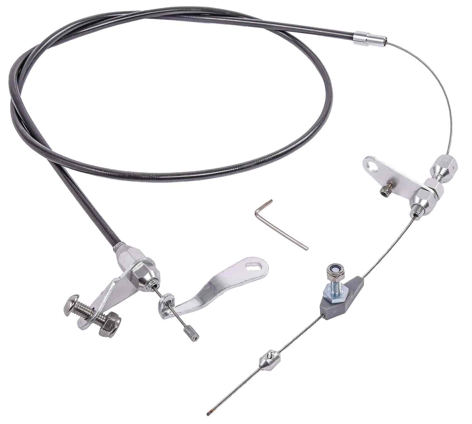 JEGS 157028 Transmission Kickdown Cable Kit Ford C6 Black Cable Jacket ...