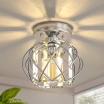 YANSUN Crystal Ceiling Light, Crystal Semi Flush Mount Ceiling Light ...