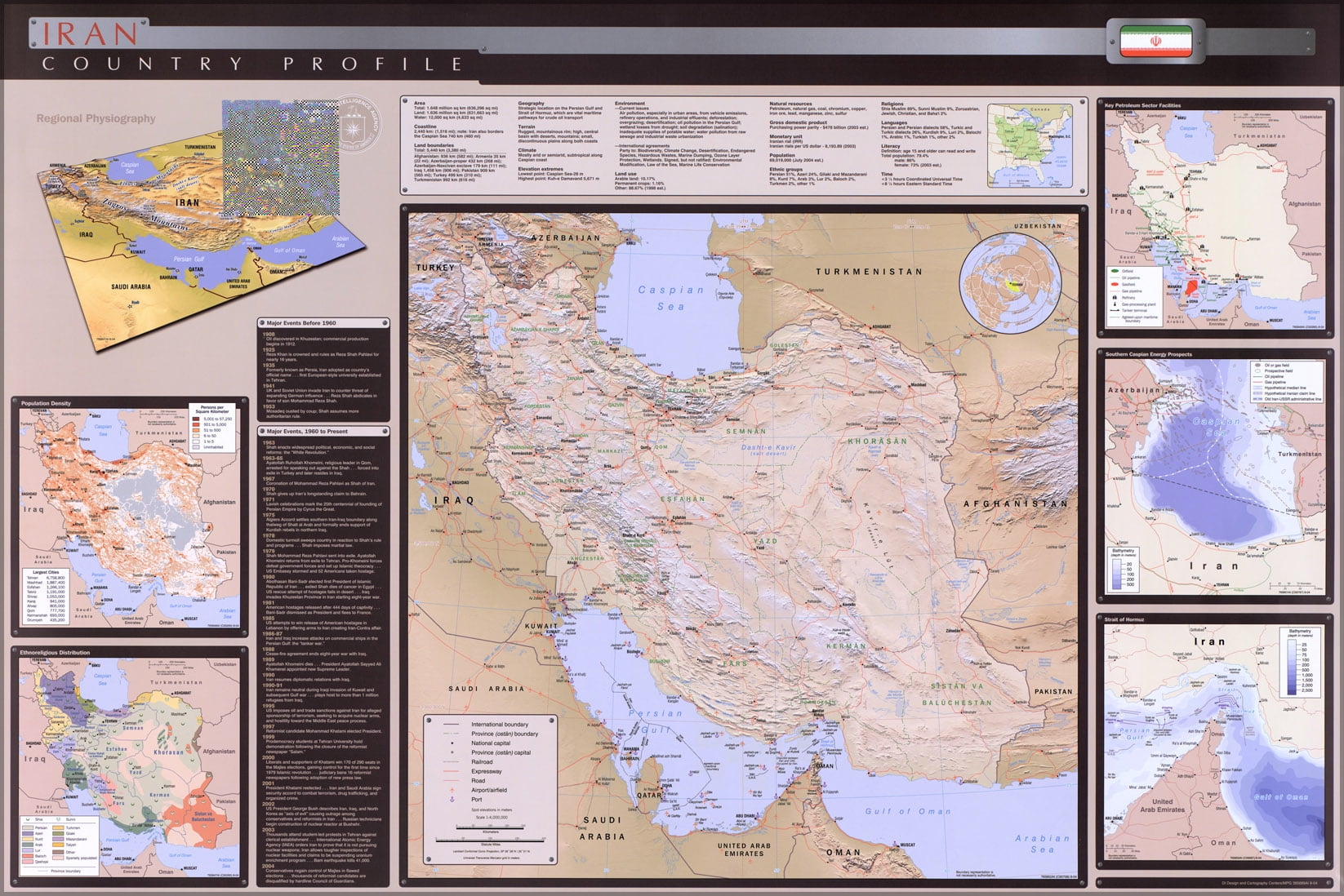 24"x36" Gallery Poster, cia Iran country profile map 2004 - Walmart.com