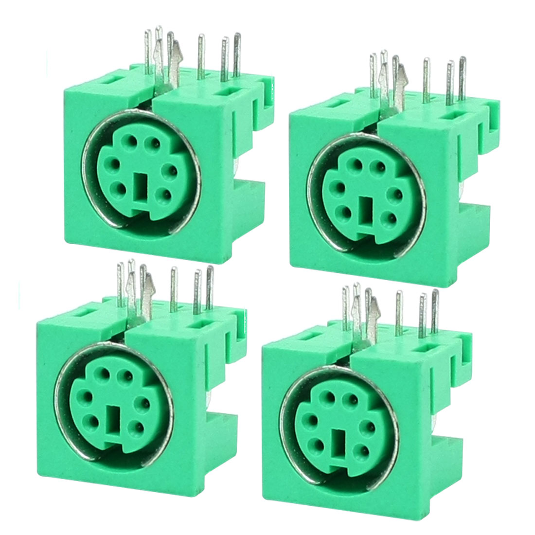 4 Pcs Green PCB Mount Female DIN 6 Pin S-video Sockets Connectors ...