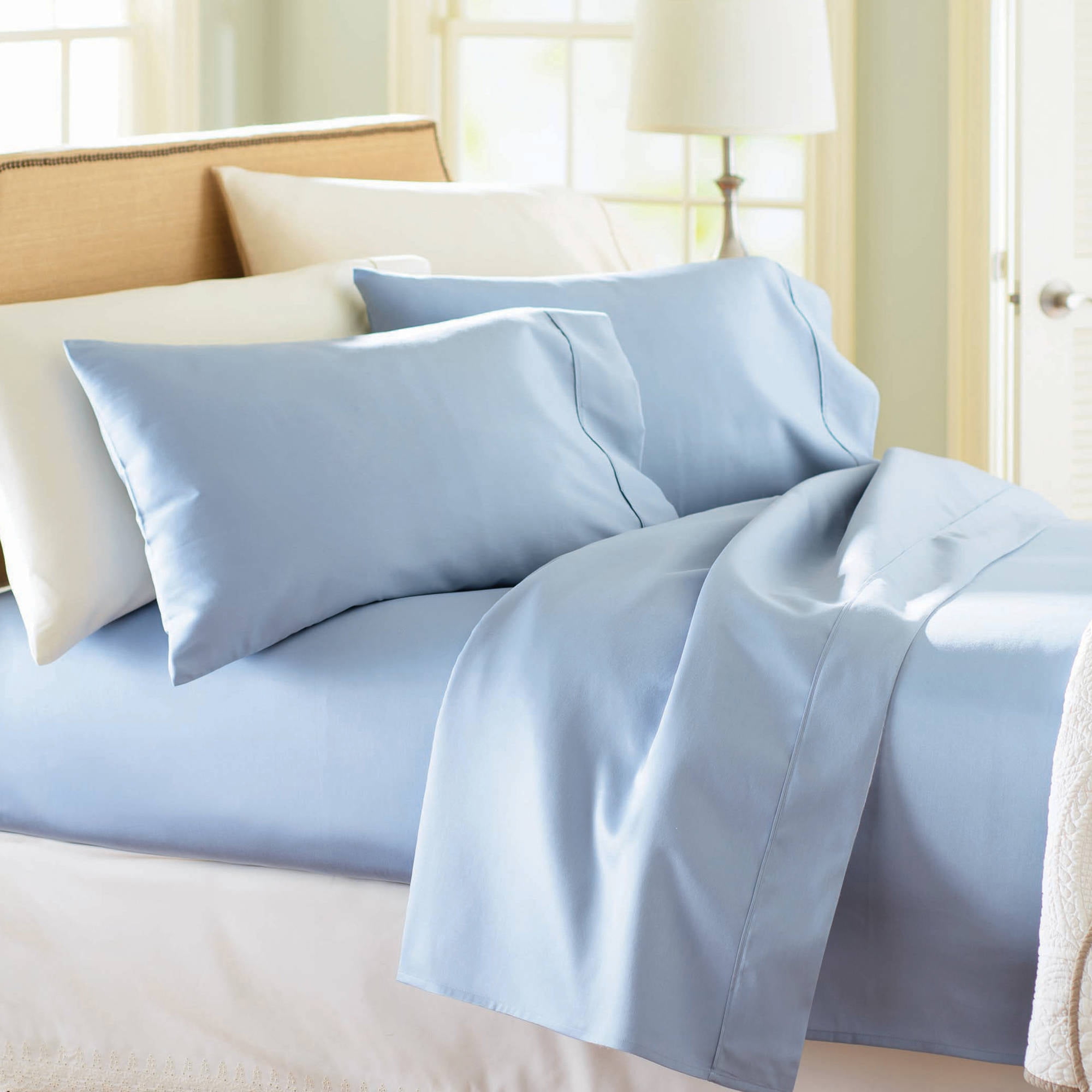 Better Homes And Gardens 300 Thread Count Wrinkle Free Solid Sky Blue Bed
