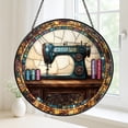 Artisan Theme Glass Suncatcher Window Hanging Decor, Floral Sewing ...
