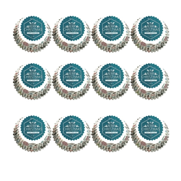 100 Pcs Cupcake Wrappers Christmas Theme Cake Cups Heat Resistant Oil ...