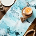 Blue Maps Table Runner Linen Burlap Table Runner 120 Inches Long ...