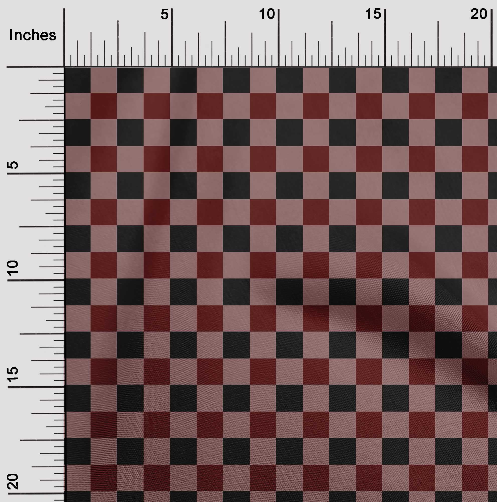 oneOone Viscose Chiffon Maroon Fabric Gingham Check Sewing Material ...