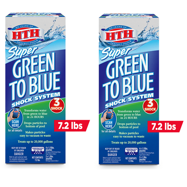 HTH Super Green to Blue Shock System for Swimming Pools, 7.2 lbs - 2 ...