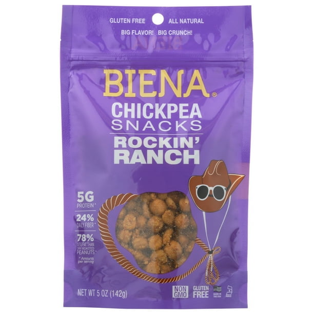 Biena Rockin' Ranch Chickpea Snacks, 5 Oz. - Walmart.com - Walmart.com