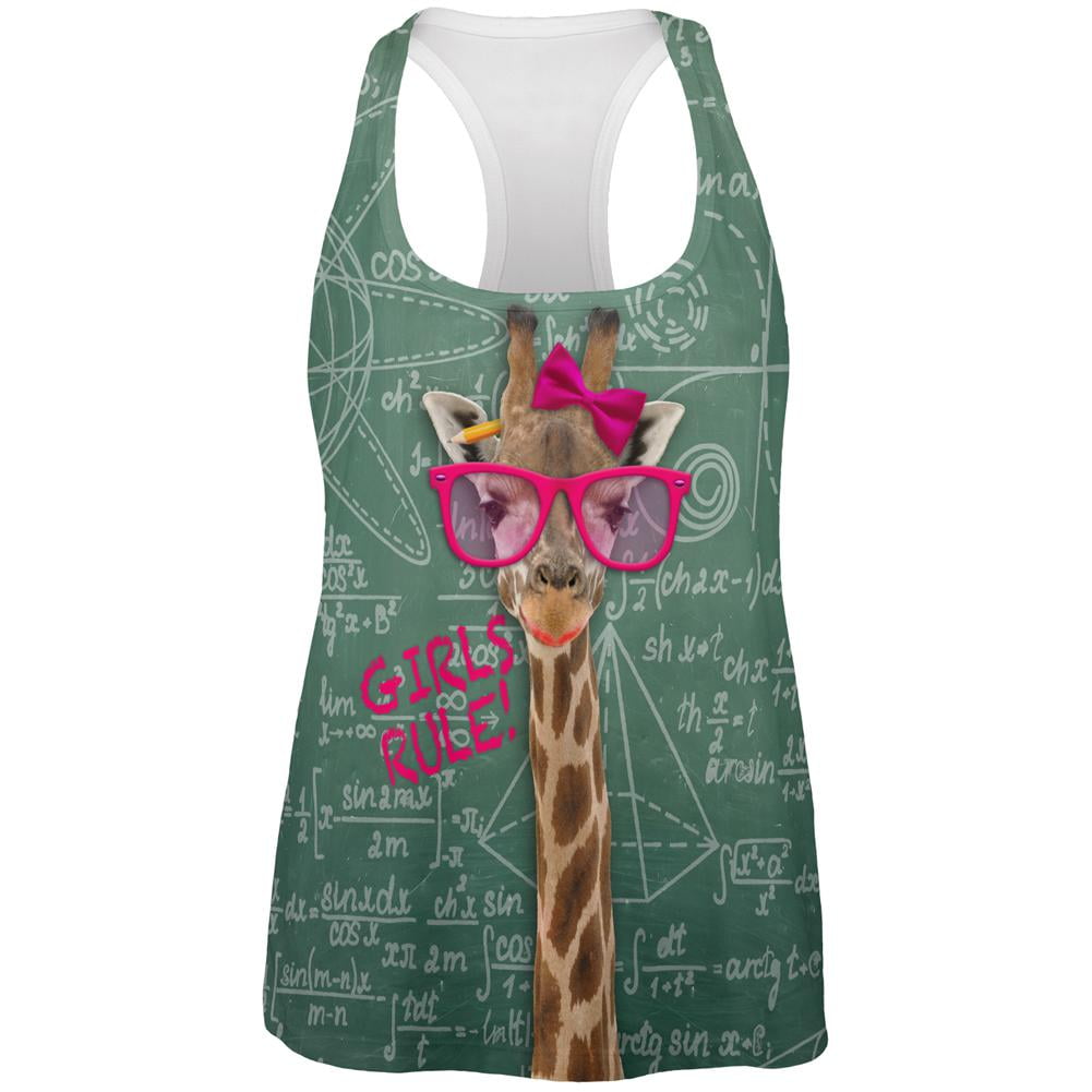 Giraffe Math Geek Girl Formulas All Over Womens Work Out Tank Top Multi ...