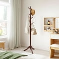 Costway Wooden Coat Rack Stand, Adjustable Height, 8 Hooks, Brown ...