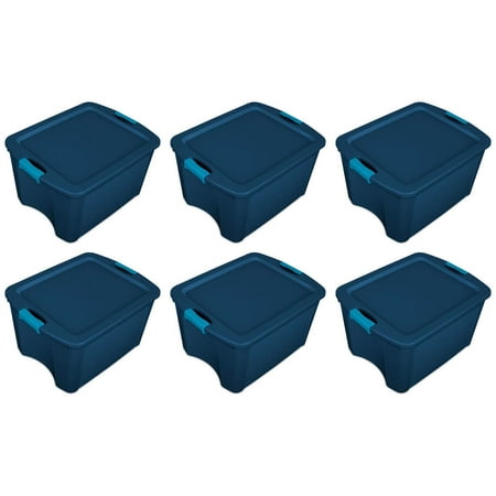 Sterilite 18 Gallon Heavy Duty Latch and Carry Storage Tote, Blue (6 ...