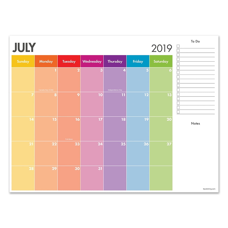 July 2019 - June 2020 Rainbow Stripe Mini Desk Pad Calendar - Walmart.com